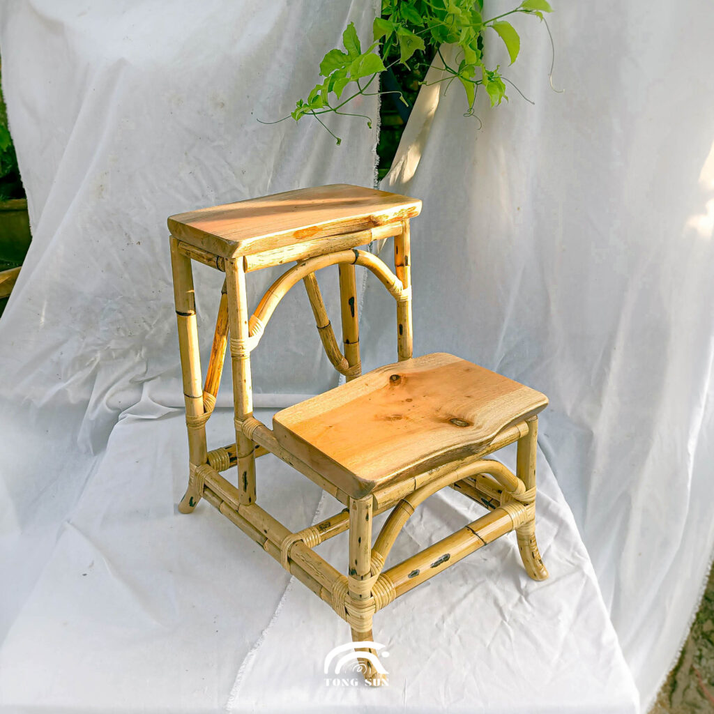 Solid Wood cam Rattan™ Stool Ladder / Plant Stand (2 Layers) | Tong Sun ...